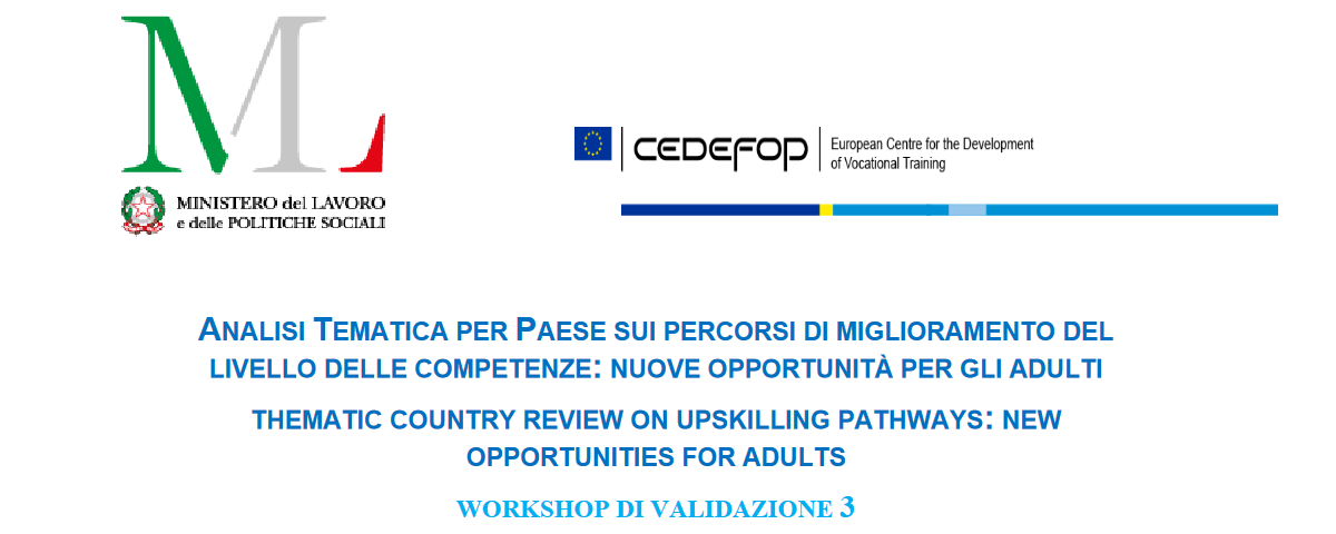 III Workshop dello Steering Commitee del Progetto Cedefop “Promoting lifelong learning of adults ...